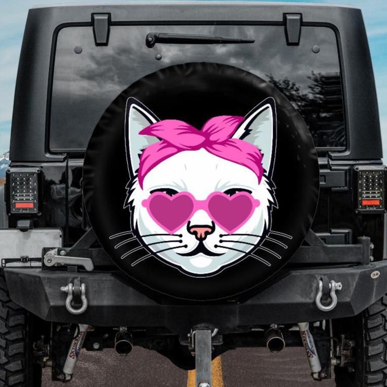 Pink Messy Bun Cat Spare Tire Cover – COVERDOM