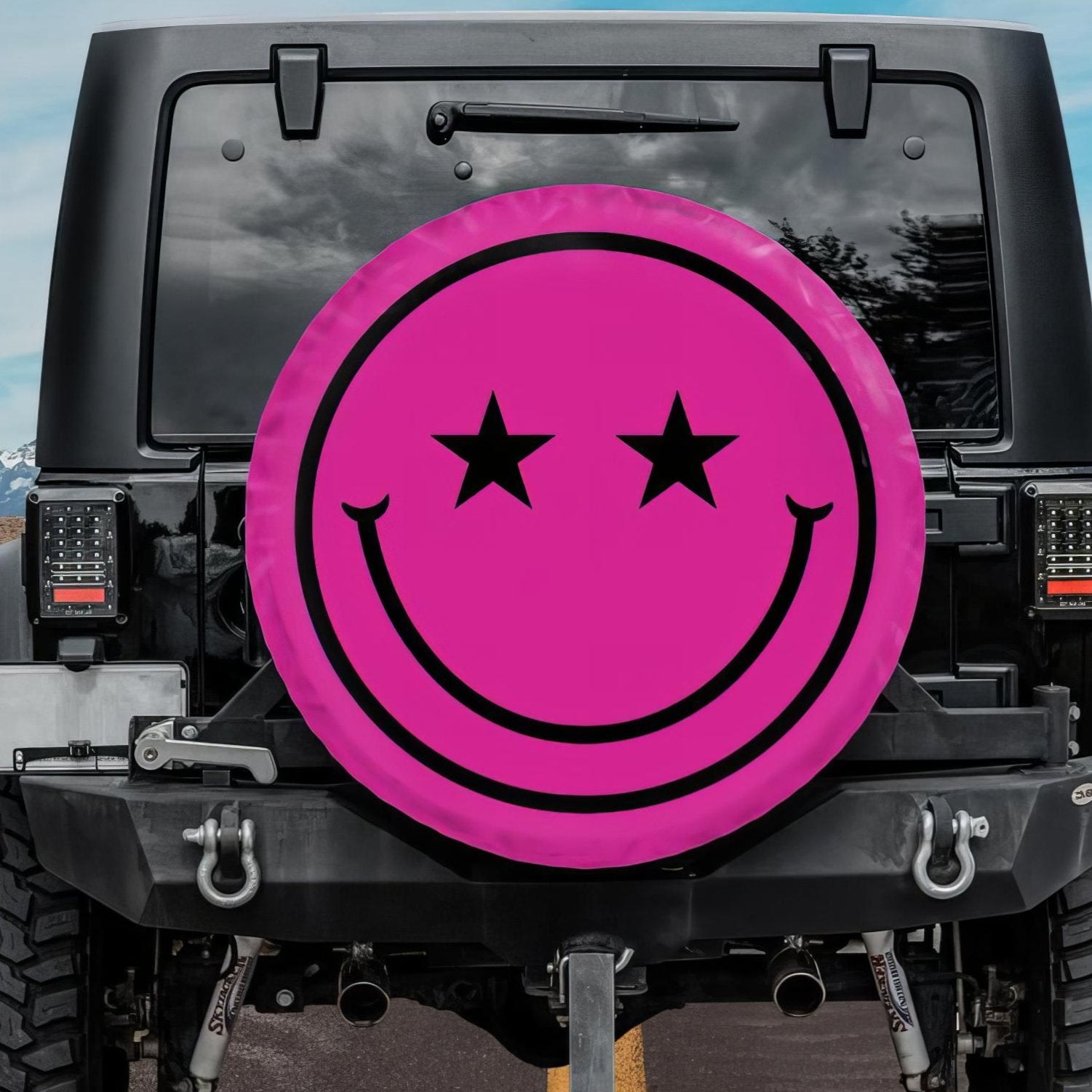 PINK JEEP TIRE COVER - Smiley Face Spare Tire Cover in pink – COVERDOM